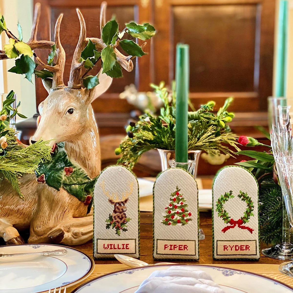 Christmas Stag Place Card – Pip & Roo Needleworks